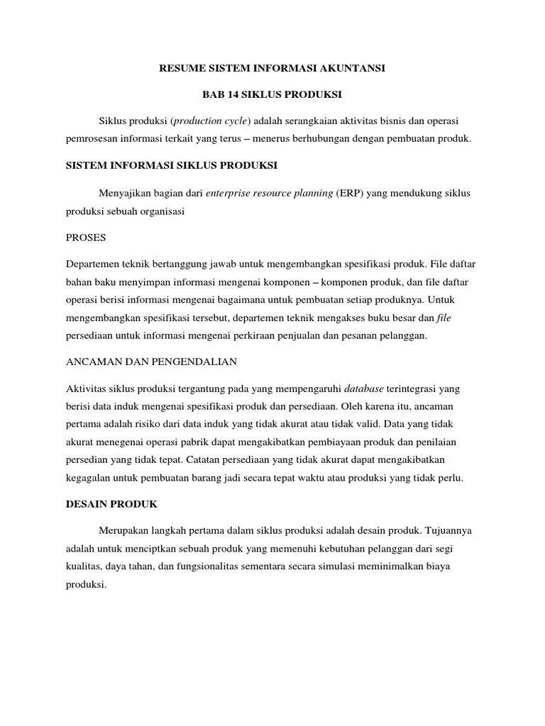 Resume Sia Bab 14 | PDF