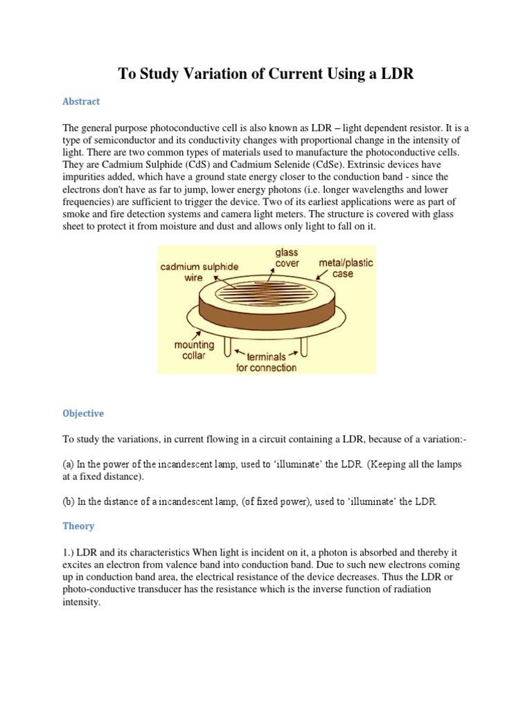 To Study Variation of Current Using A LDR | PDF | Electrodynamics ...