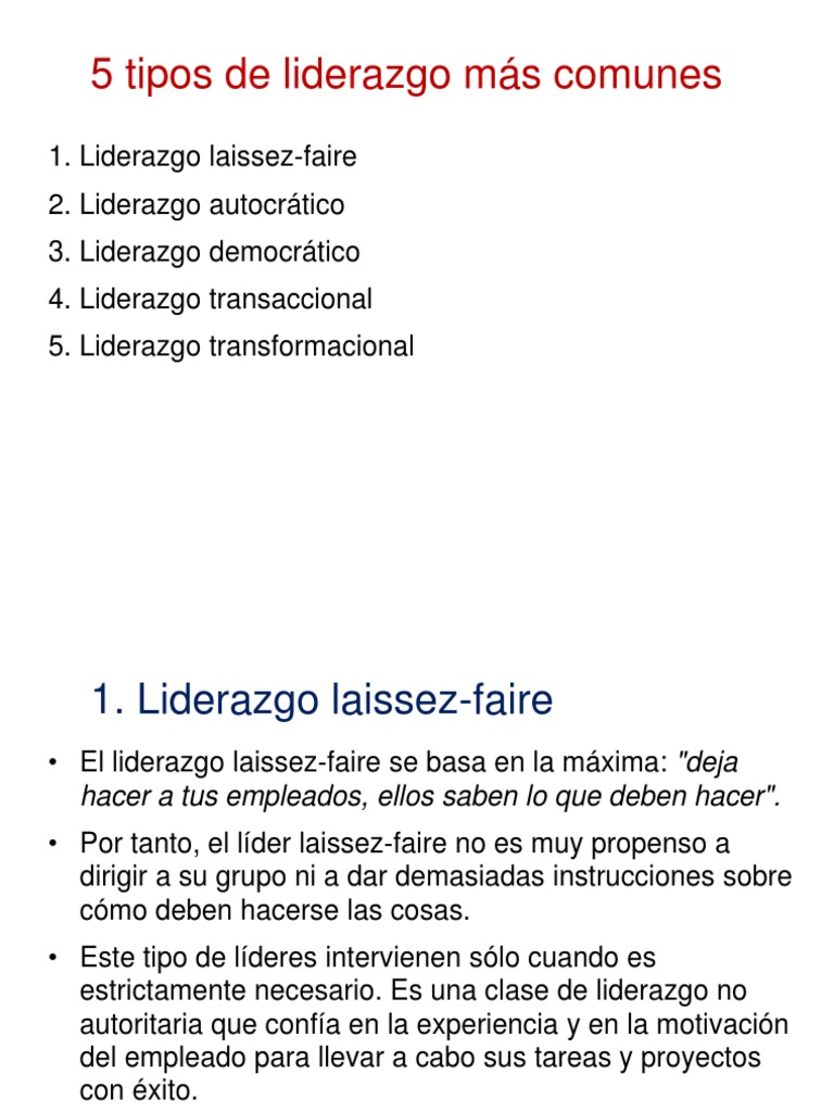 5 Tipos de Liderazgo | PDF | Liderazgo | Sicología