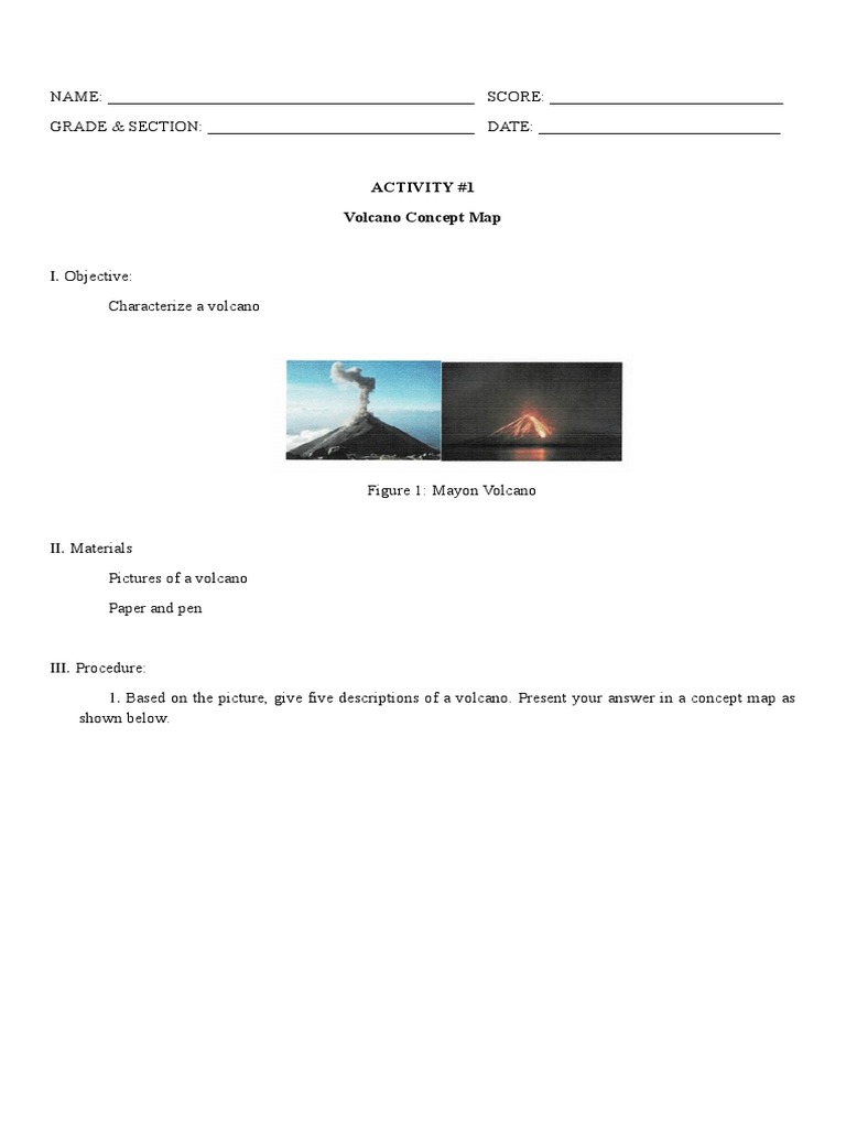 Volcano Concept Map Activity Guide | PDF