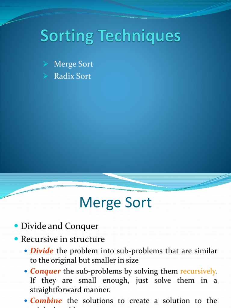Merge Sort Radix Sort Pdf Algorithms And Data Structures Theoretical Computer Science