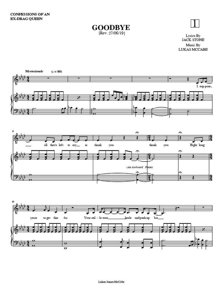 Goodbye Music Sheet | PDF