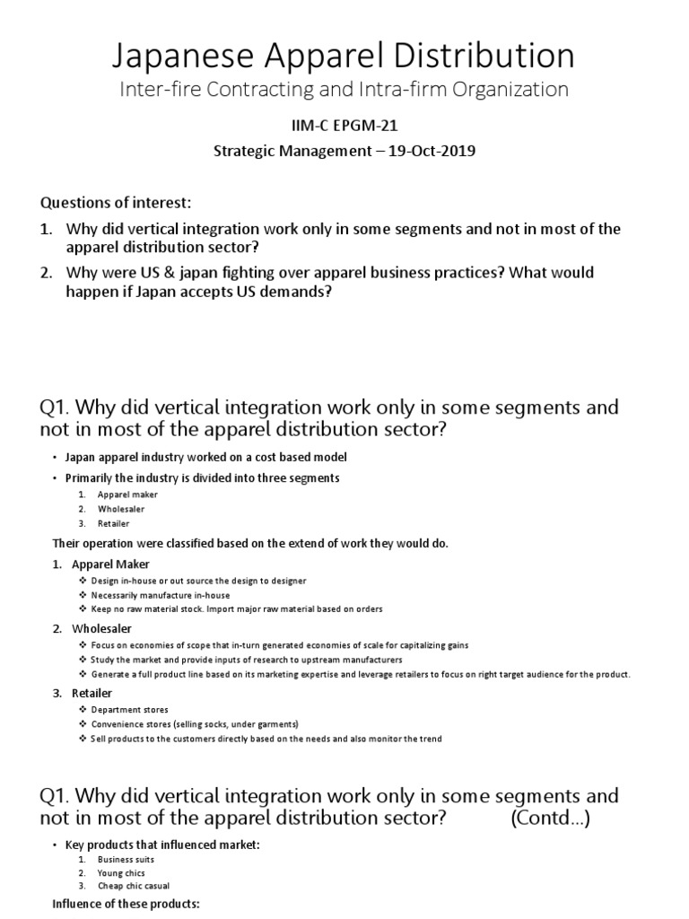 Japanese Apparel Distribution | PDF | Retail | Economics