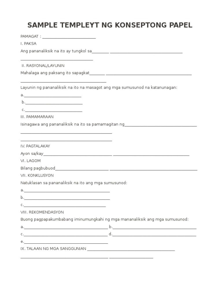 Sample Templeyt NG Konseptong Papel | PDF