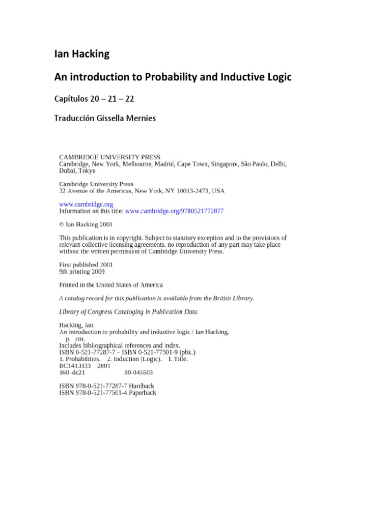 Ian Hacking An Introduction To Probability and Inductive Logic | PDF ...
