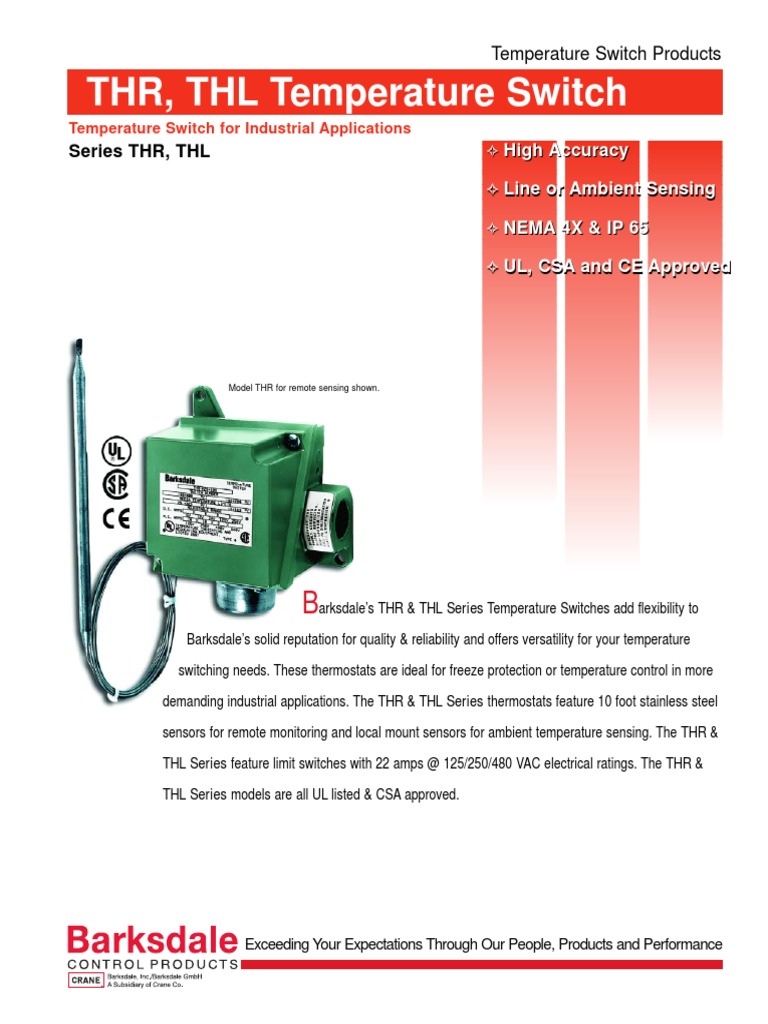 THR, THL Temperature Switch | PDF | Switch | Thermostat