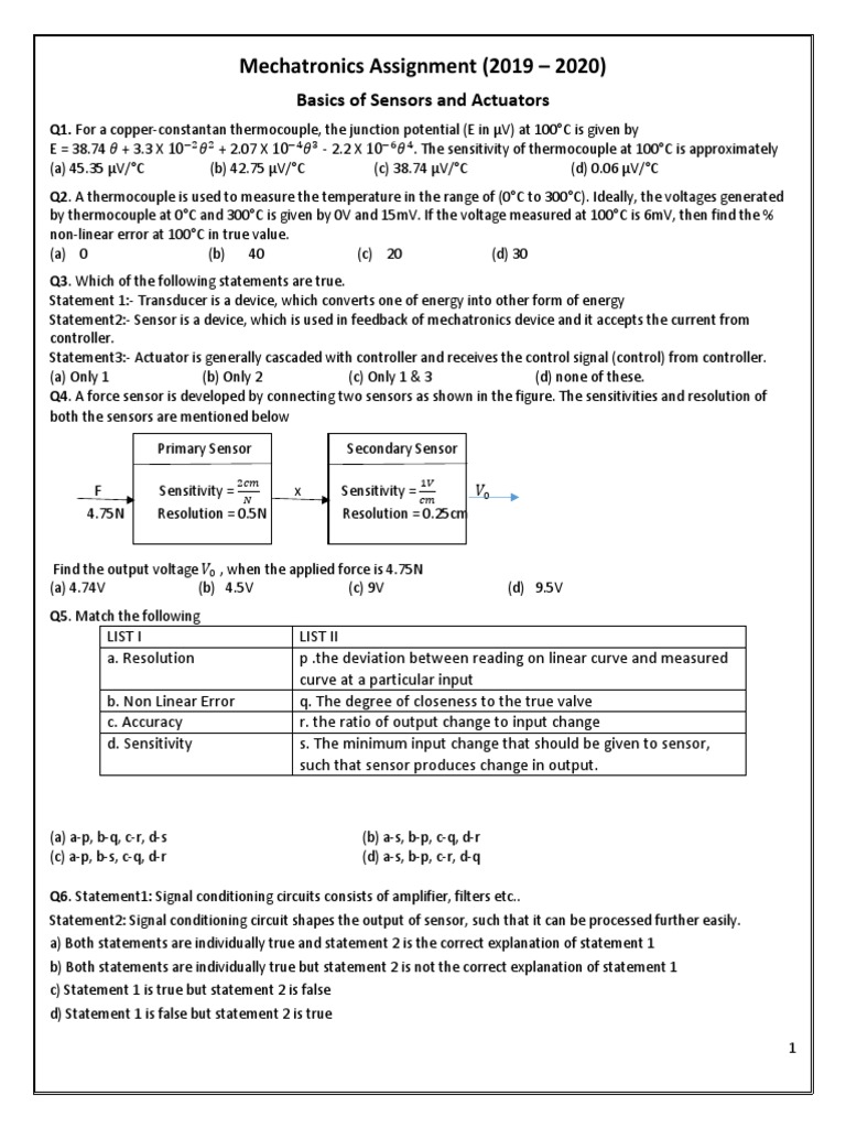 Mechatronics Assignment: Basics of Sensors and Actuators | PDF | Electric Motor | Valve