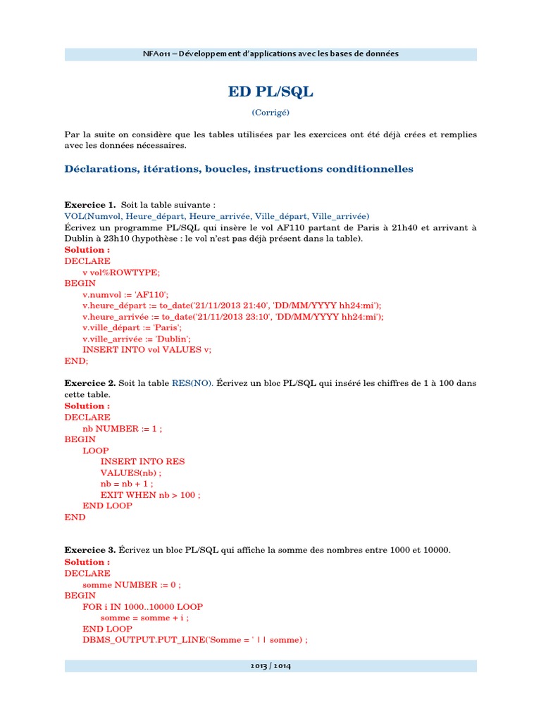 Ed Corrige PLSQL | PDF | PL/SQL | SQL