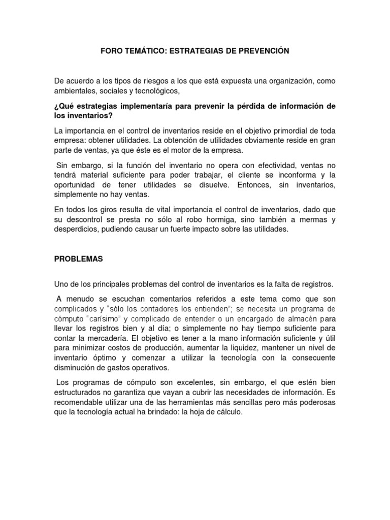 Foro Temático | PDF | Inventario | Business