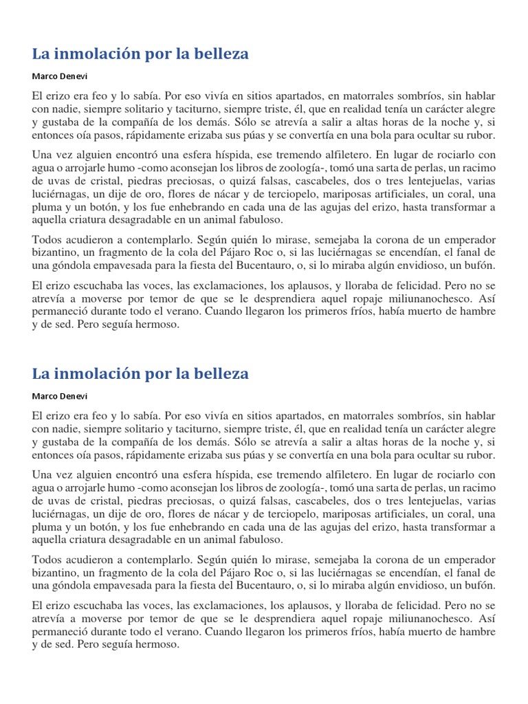 Inmolación Por La Belleza | PDF | Naturaleza