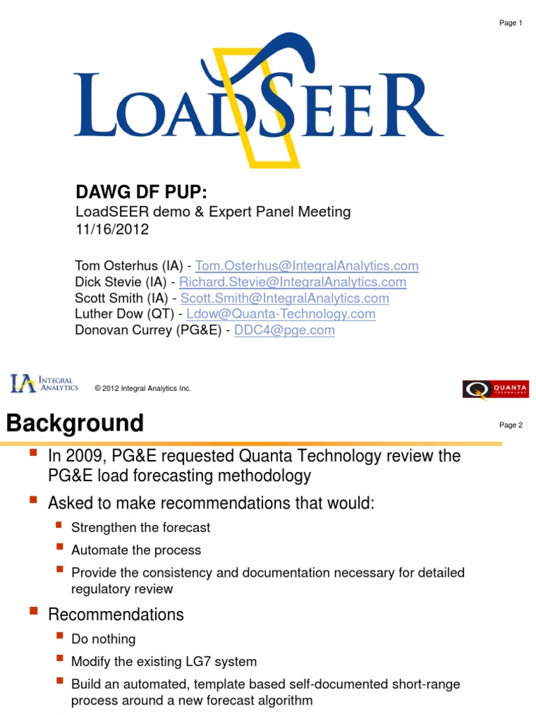 Loadseer Overview For Dawg | PDF | Analytics | Forecasting