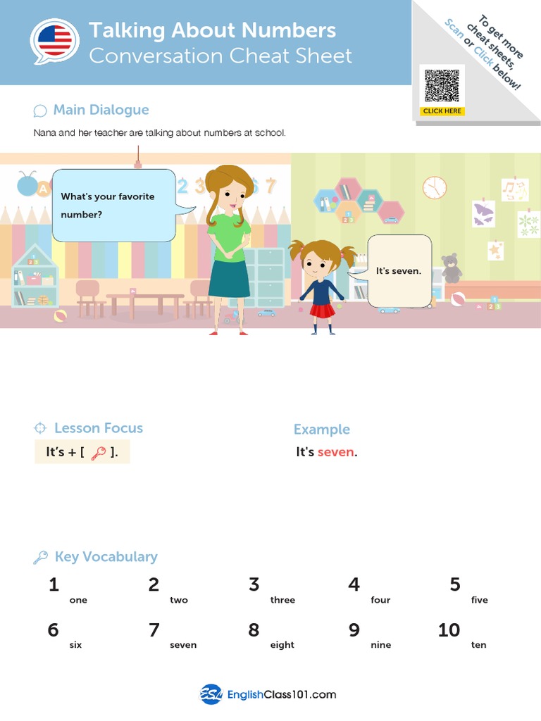 Talking About Numbers Conversation Cheat Sheet: Main Dialogue | PDF ...