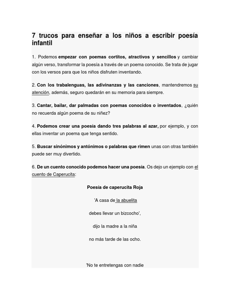 Trucos para escribir poesía infantil | PDF | Poesía
