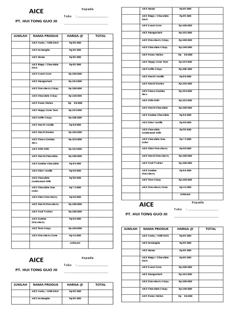 Nota AICE | PDF | Desserts | Confectionery