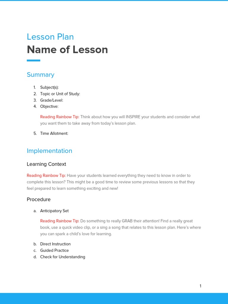 Lesson Plan | PDF | Differentiated Instruction | Lesson Plan