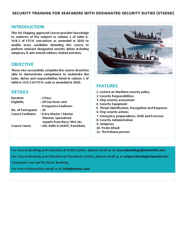 Security Training For Seafarers With Designated Security Duties (STSDSD ...