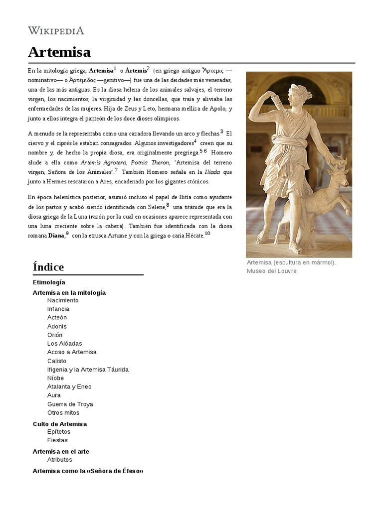 Artemis A | PDF | Caracteres mitológicos griegos | Deidades griegas