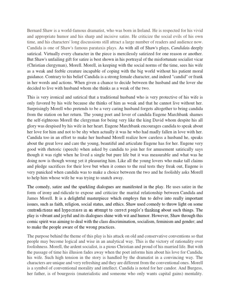 Shaw's "Candida": Satire on Marriage and Gender | PDF | George Bernard ...