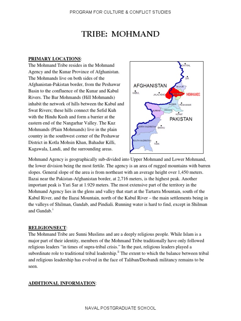 Mohmand Tribe Overview & Locations | PDF | Tehrik I Taliban Pakistan ...