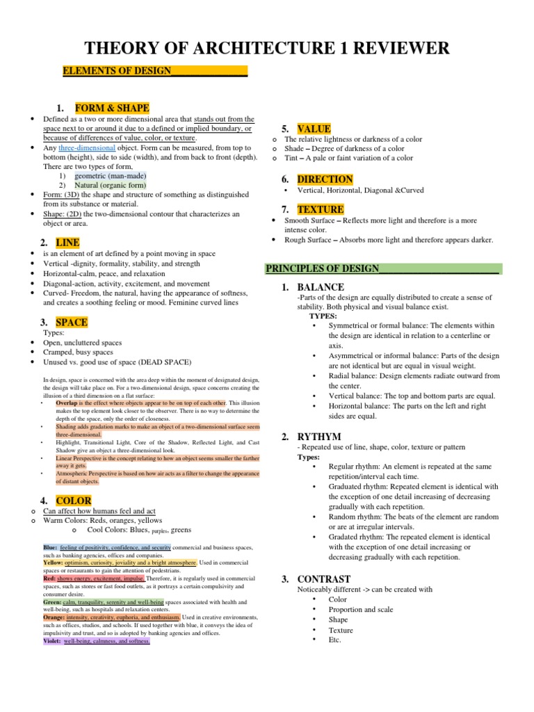 Theory of Architecture Reviewer | PDF | Shape | Shadow