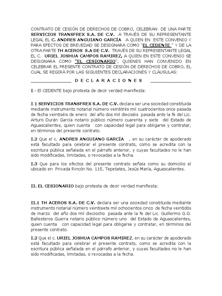 Contrato de Subrogación | PDF | Pagos | Derecho empresarial