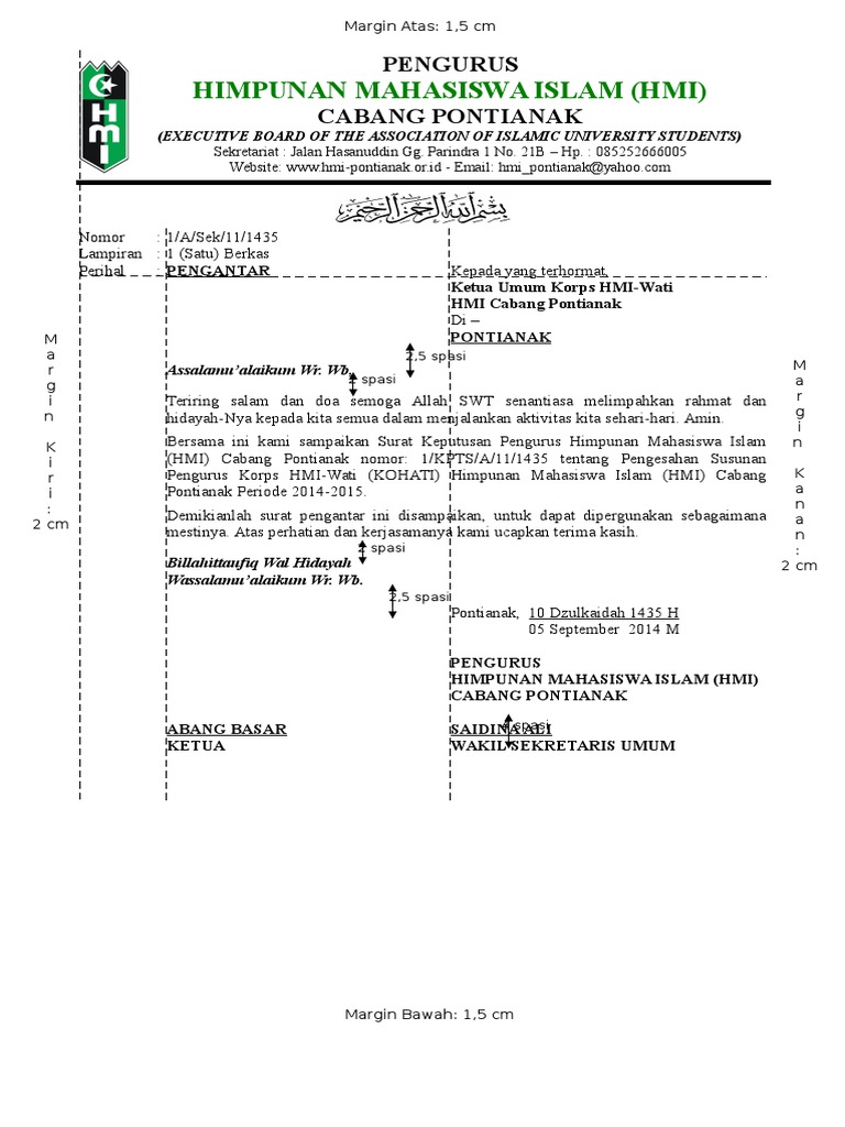 Contoh Surat Hmi Yang Benar | PDF