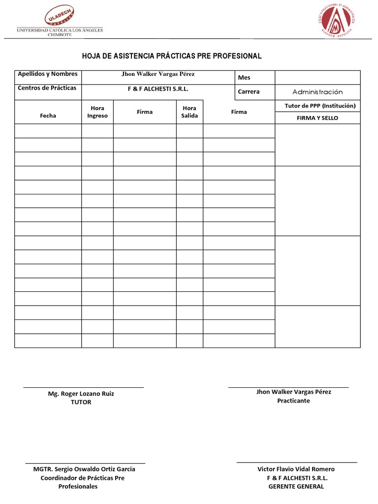 Hoja de Firma de Practicas ADM | PDF