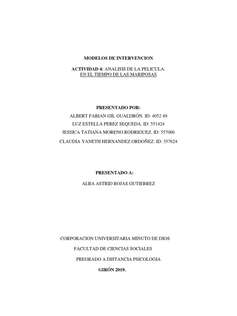 Pelicula en El Tiempo de Las Mariposas | PDF