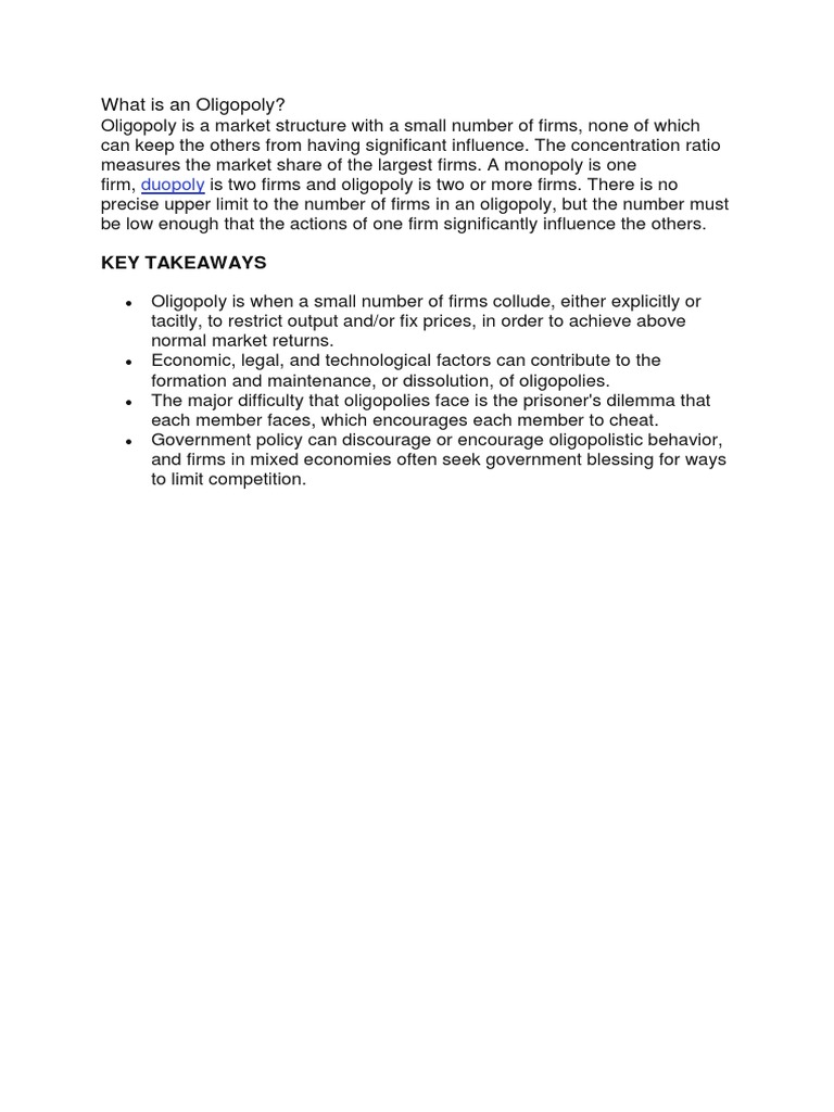 Understanding Oligopolies | PDF | Business