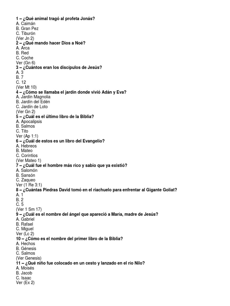 Cuestionario Bíblico Interactivo | PDF | Moisés | Biblia