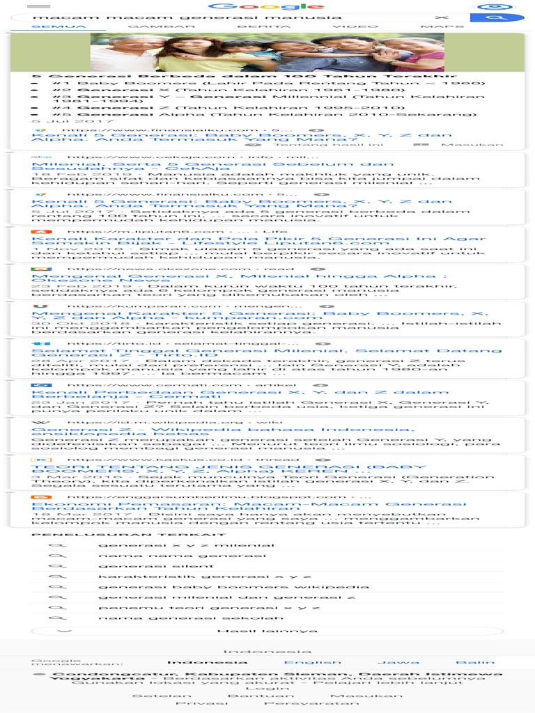 Macam Macam Generasi Manusia - Penelusuran Google | PDF | Ilmu Sosial