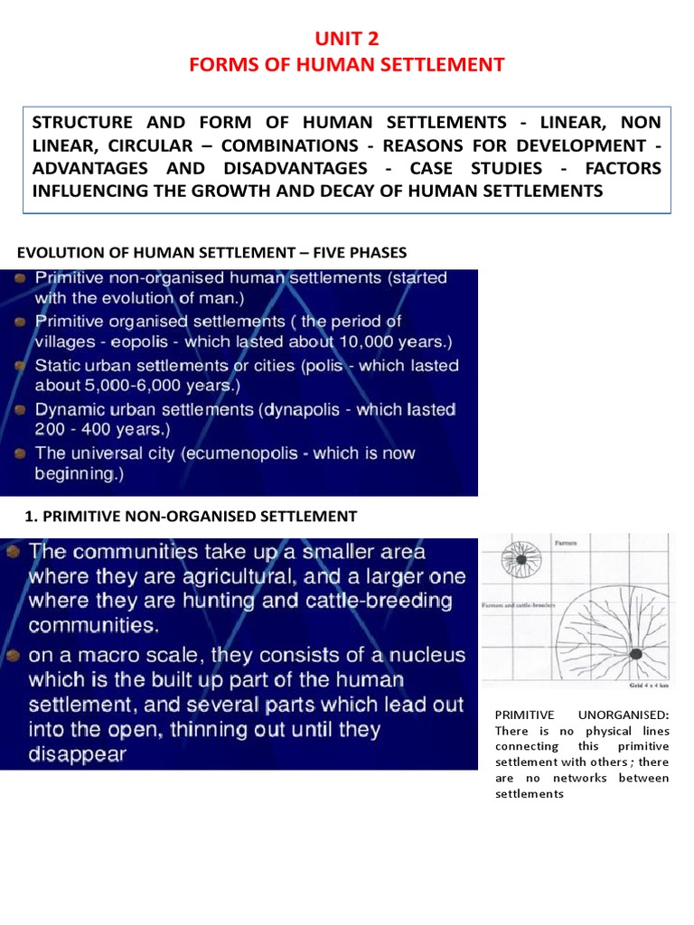 Forms of Human Settlement Types and Patterns | PDF | Village | Agriculture
