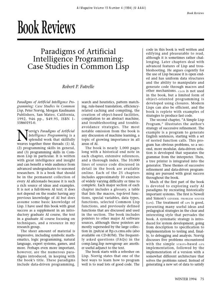 Paradigms of AI Programming Book Review | PDF | Parsing | Artificial ...