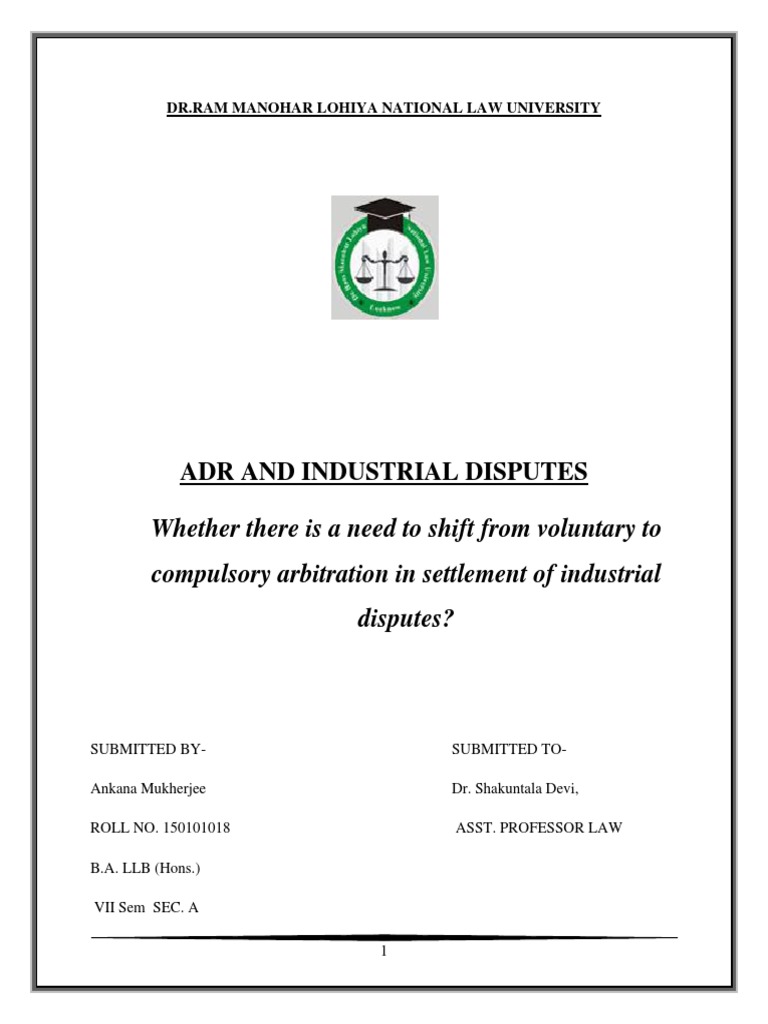 Adr Final Draft | PDF | Arbitration | Mediation