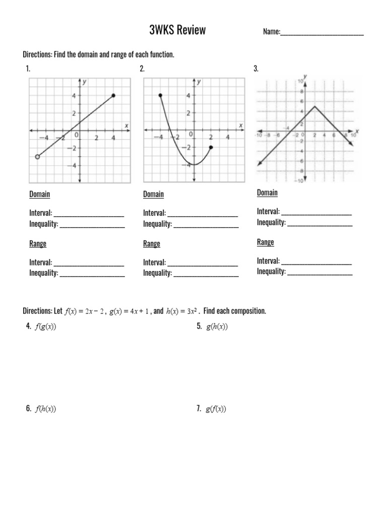 3wks Review | PDF | Inequality (Mathematics) | Function (Mathematics)