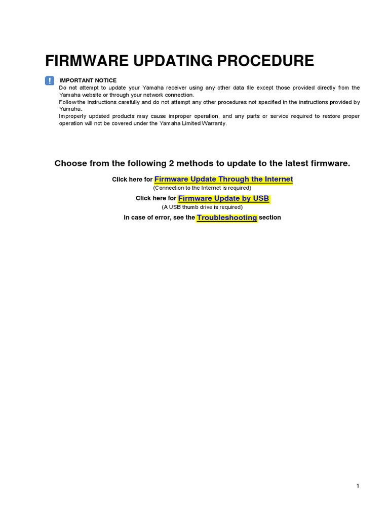 Firmware Updating Procedure: Choose From The Following 2 Methods To ...