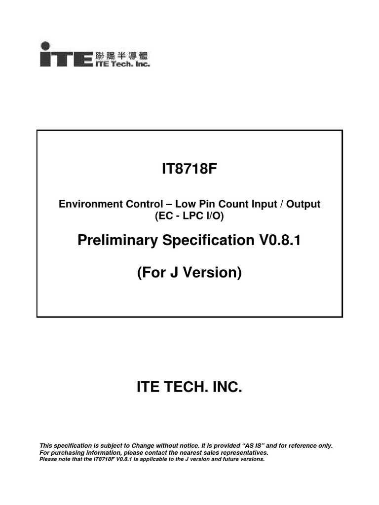 Environment Control - Low Pin Count Input / Output (Ec - LPC I/O) | PDF | Indemnity | Input/Output