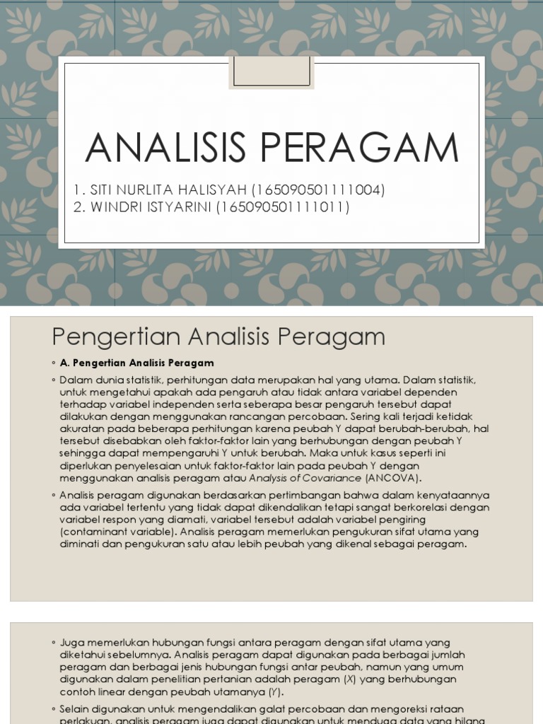 Analisis Peragam dalam Statistik | PDF