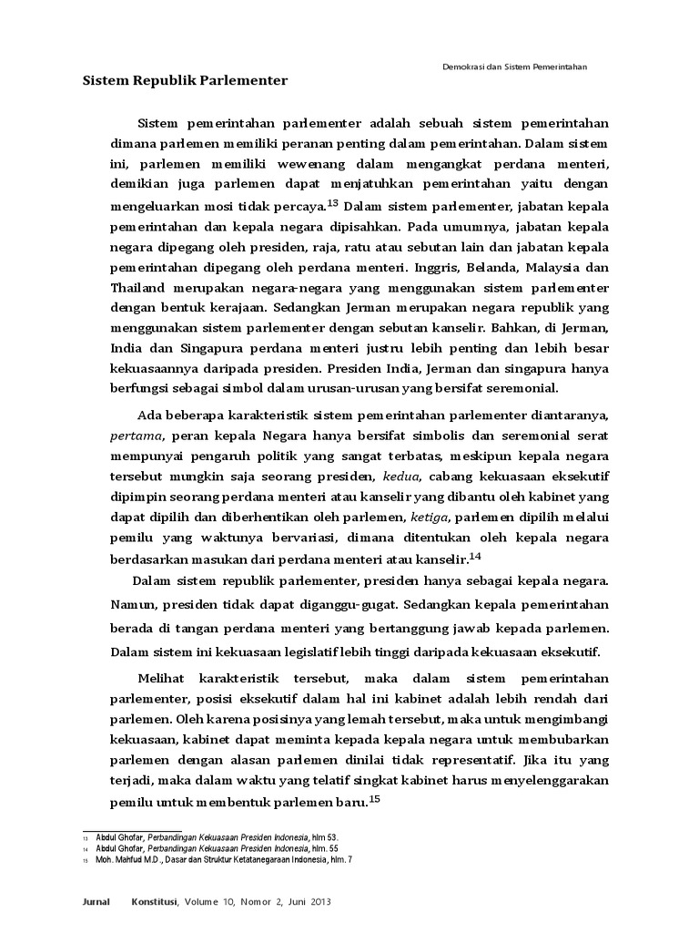 Sistem Pemerintahan Parlementer | PDF