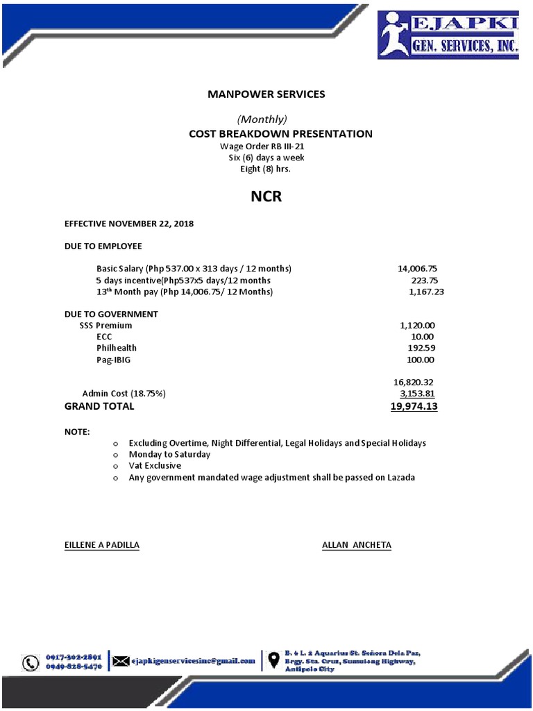 NCR Rate Rate Matrix.2 | PDF