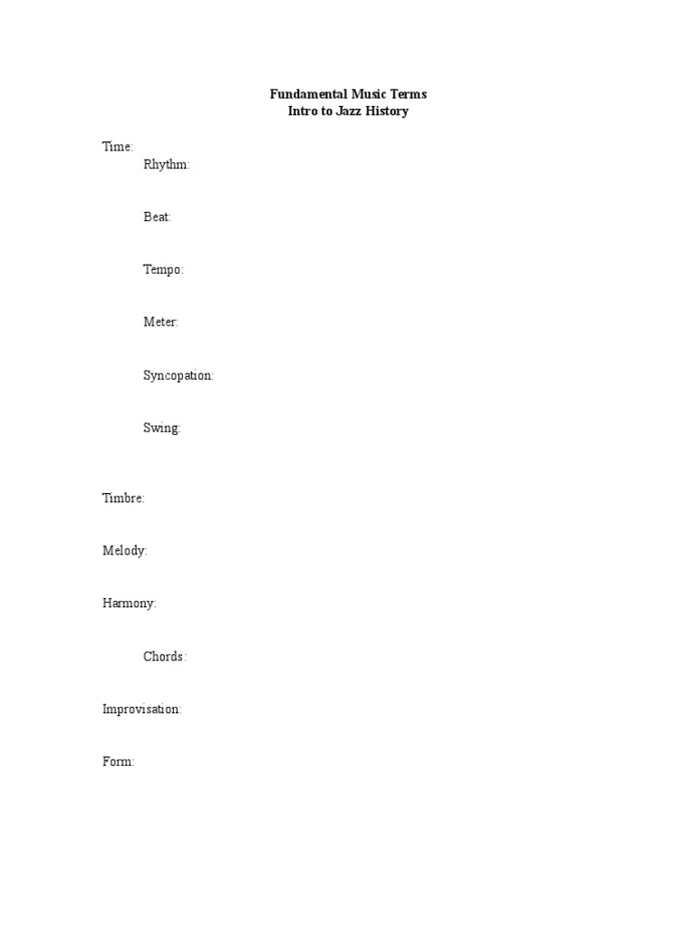 Jazz History Guided Notes | PDF | Jazz | American Jazz Musicians