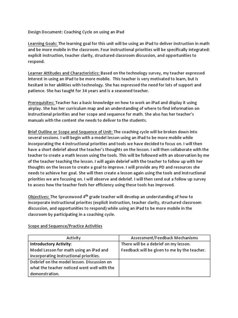 Design Document | PDF | Teachers | Goal