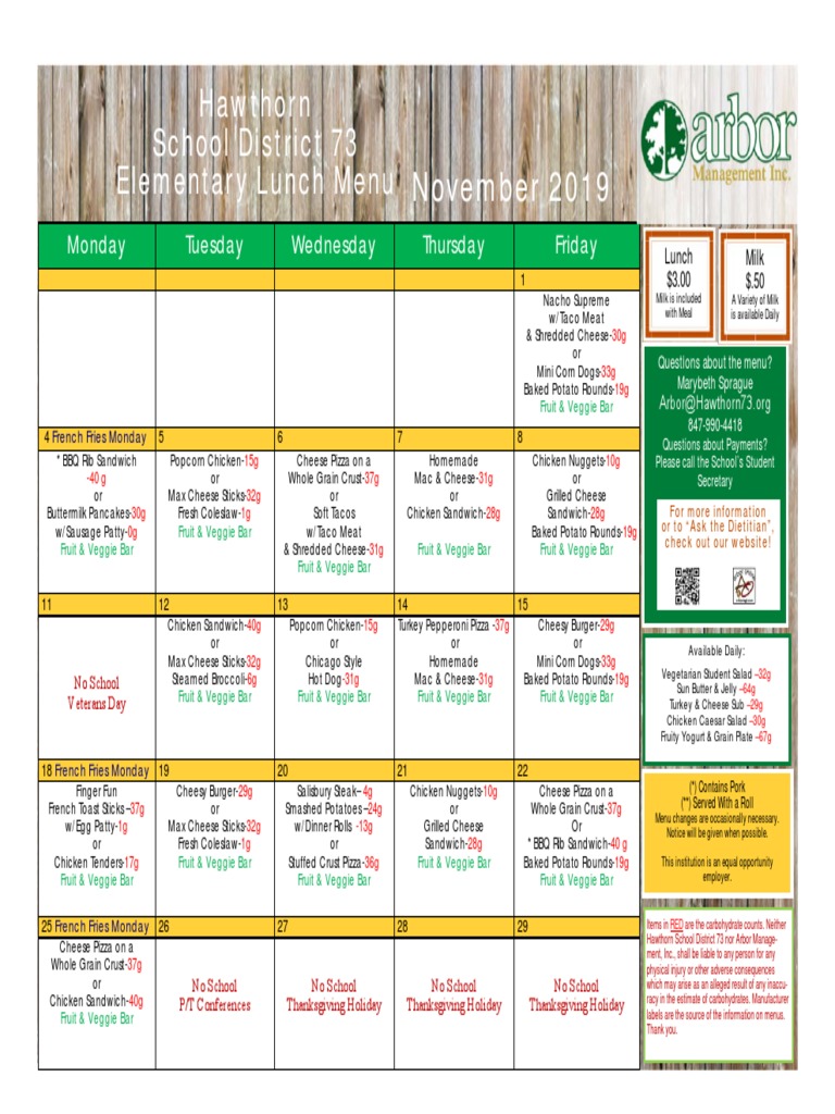 November Lunch Menu | PDF | Lunch | Pizza