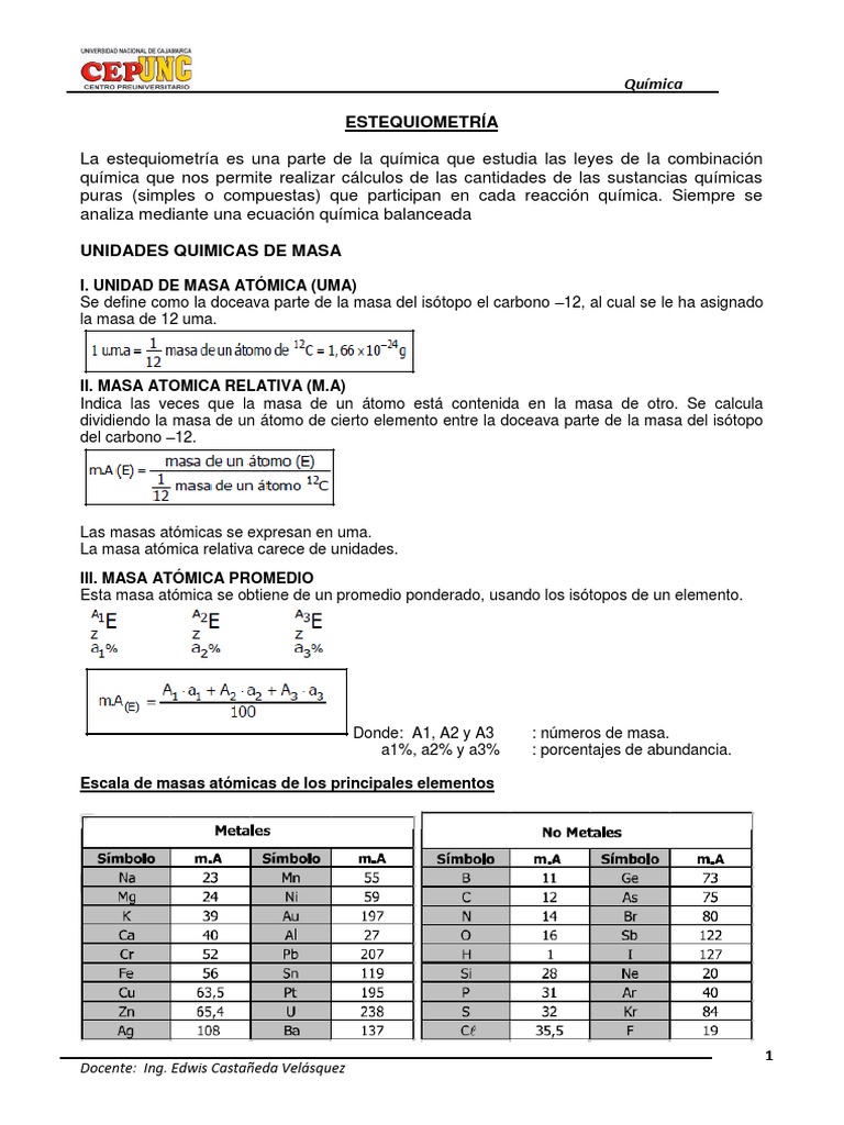 ESTEQUIOMETRIA | PDF | Mole (Unidad) | Estequiometría
