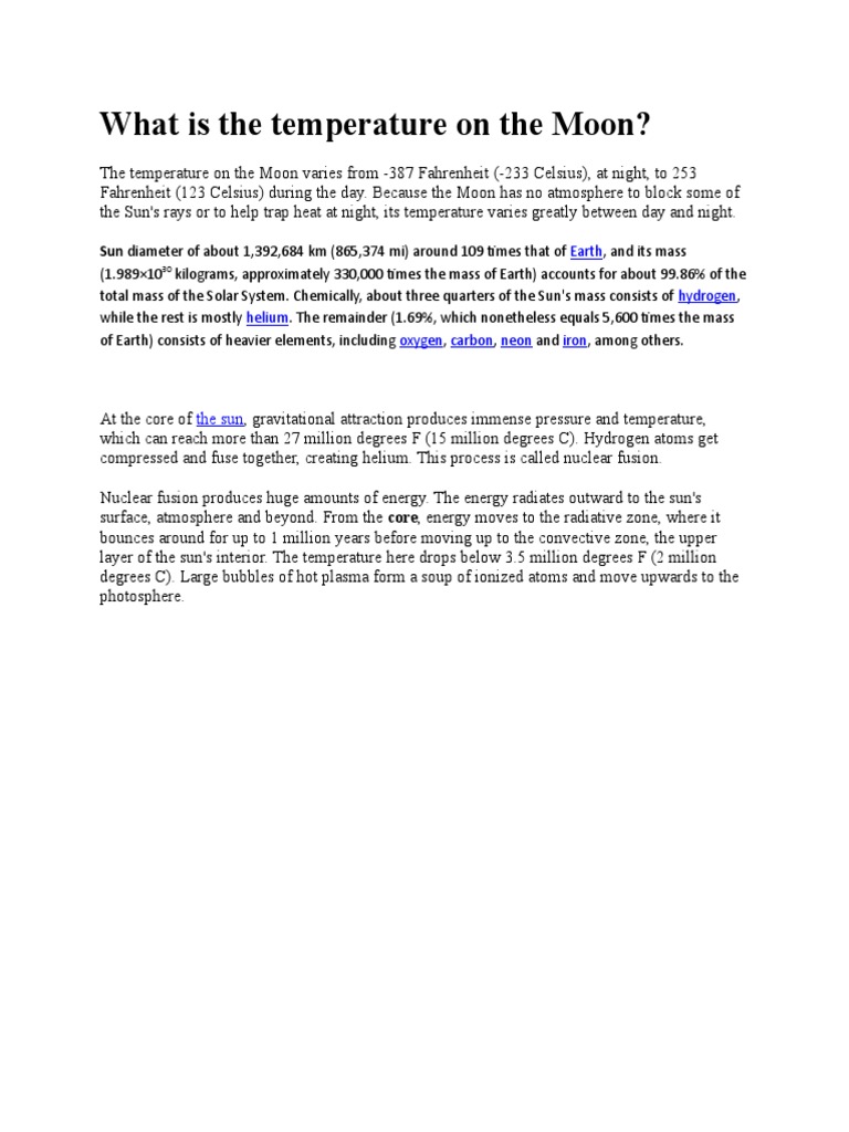 What Is The Temperature On The Moon | PDF | Science & Mathematics