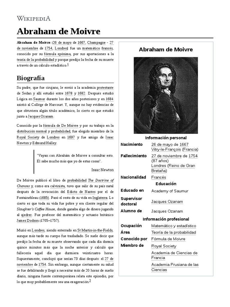 Abraham de Moivre | PDF