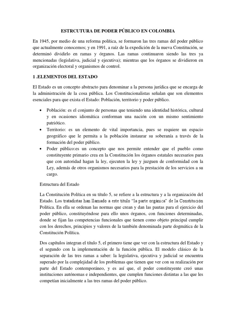 Estructura Del Poder Público | PDF | Estado (política) | Constitución