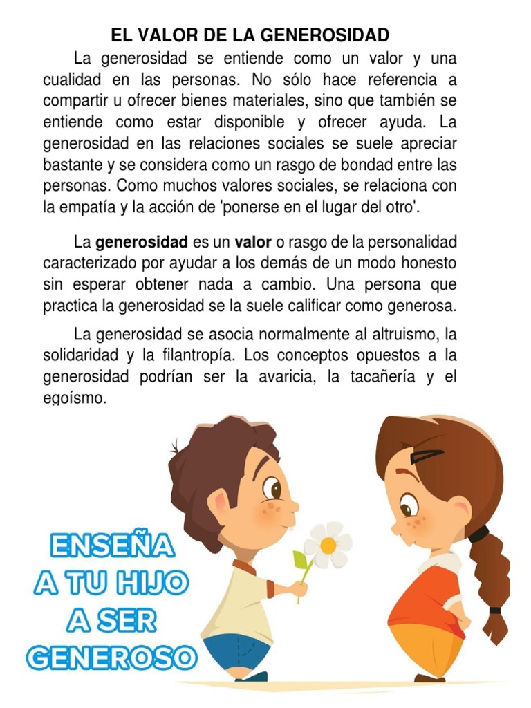 El Valor de La Generosidad | PDF | Ciencias sociales