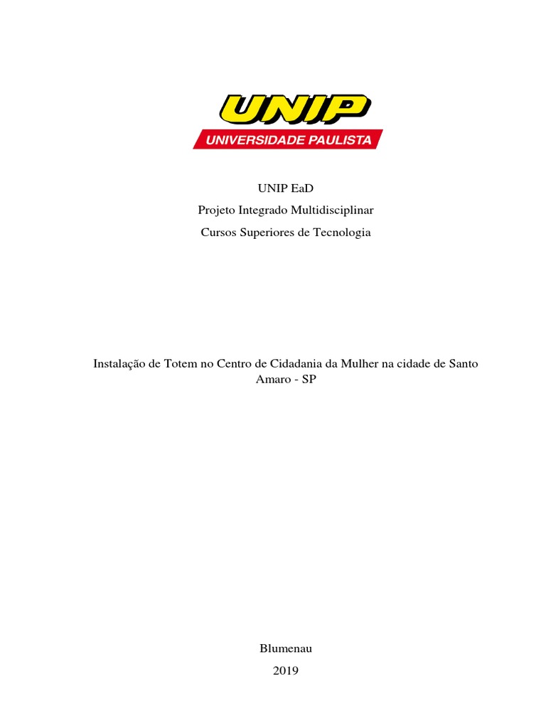 Unip Ead Projeto Integrado Multidisciplinar Cursos Superiores de ...