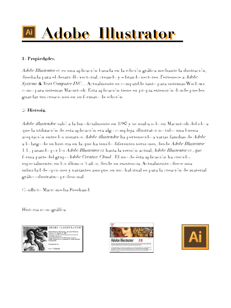Historia de Illustrator | PDF | Ilustrador Adobe | Software de la ...